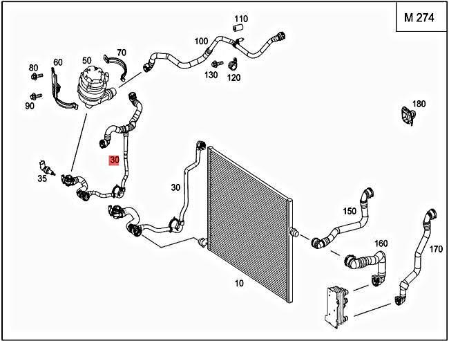Genuine MERCEDES C253 W213 X253 E-CLASS GLC Coolant filling hose ...