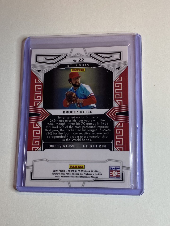 Bruce Sutter 2023 Panini Chronicles Obsidian #22 Purple Refractor 8/25 ...