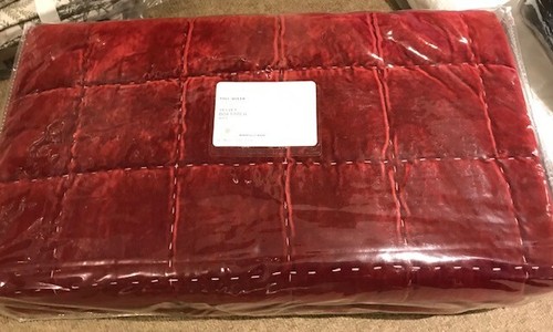 Pottery Barn Velvet Quilt Box Stitch Ruby Red Queen 2 Euro Shams ...