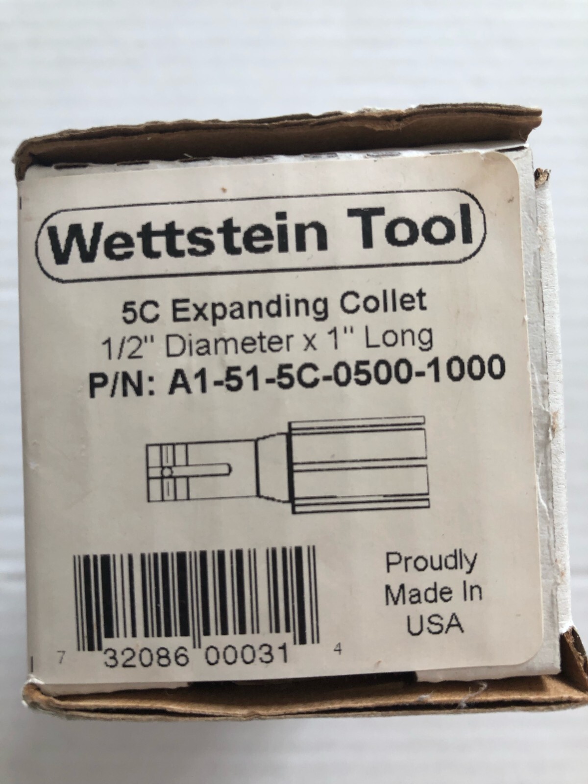 Wettstein Tool 5C Expanding Collet 1/2" D x 1" L, Wettstein Tool 5C ...