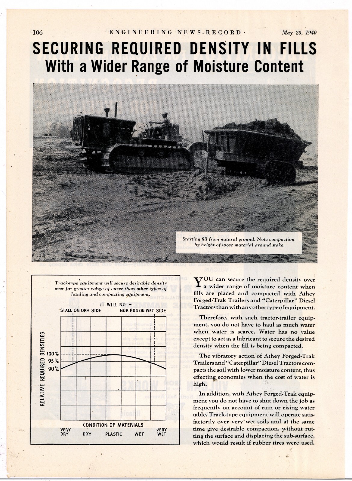 1940 Caterpillar Tractor Ad: Soil Compaction Job w/ Cat Tractor & Athey ...