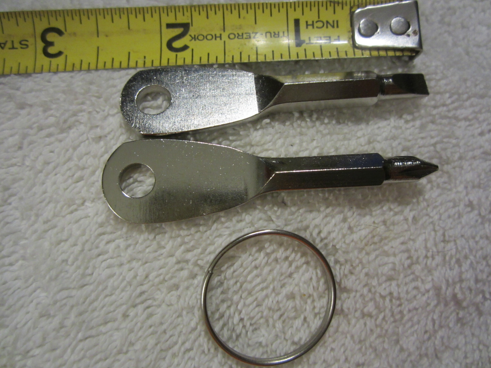 2 lot,new,Screwdriver Key Chain Philips Head,straight Flat tool,silver ...