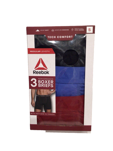 Reebok Men's Small Boxer Briefs Tech Comfort Long Length Air Flow Pouch ...