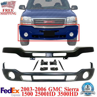 Front Bumper w/ Brackets + Lower Valance Primed For 2003-06 GMC Sierra ...