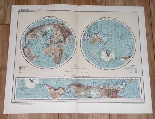 1926 ORIGINAL VINTAGE MAP OF THE WORLD GLOBES HEMISPHERES AMERICA ...