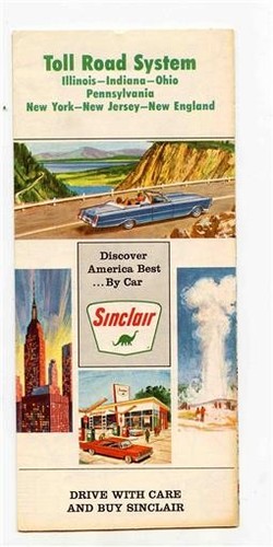 Sinclair Oil Company Toll Road System Map IL IN OH PA NY NJ New England ...