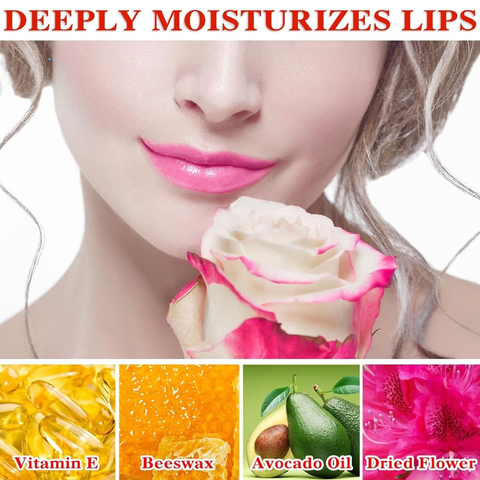 2 Pack Crystal Jelly Flower Lipstick,Magic Temperature Color Change Lip ...