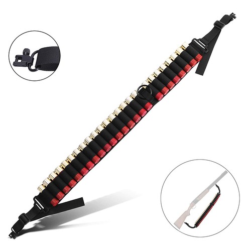 25 Rounds Tactical 2 Point Gun Rifle Sling 12/20GA Shell Swivels and ...