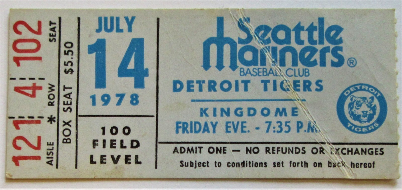 1978 Detroit TIGERS @ Seattle MARINERS baseball ticket stub LANCE ...