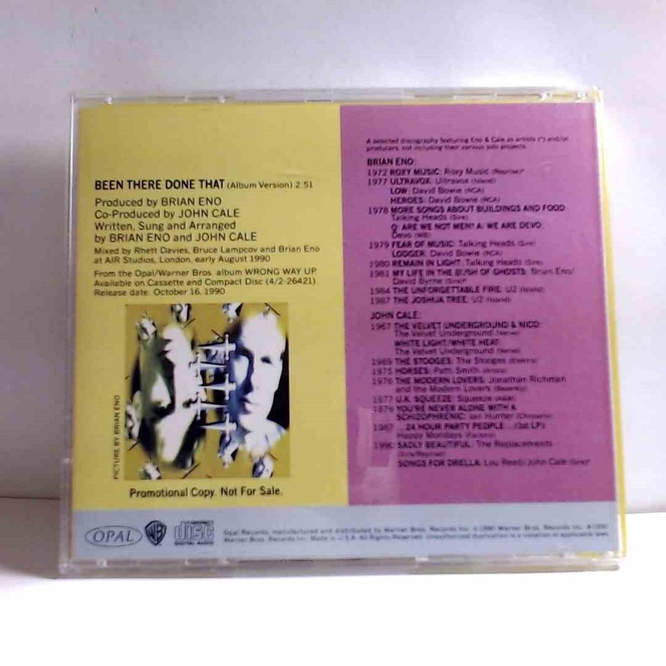 Brian Eno / John Cale – Been There Done That (CD, Promo, US, 1990 ...