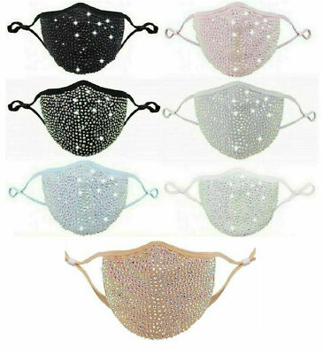 Rhinestone Face Mask Bling Crystal Mask Reusable Washable With Filter ...