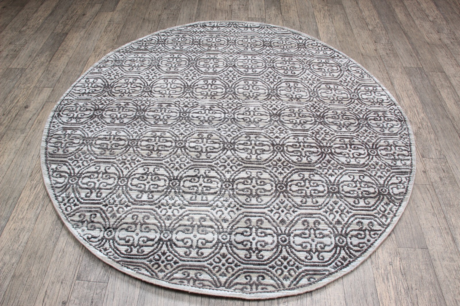 Round Handknotted Modern Silk Wool Thin Pile Hi Lo Area rug Luxury ...