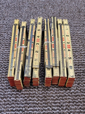 9 Lufkin Folding Wood Ruler Measure Brick Masons Brass Slide Rule X46 X ...