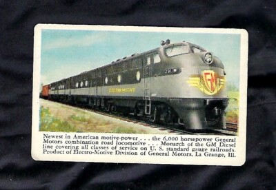 1946 Train Trade Card Calendar, GM Diesel Line Combination Road ...