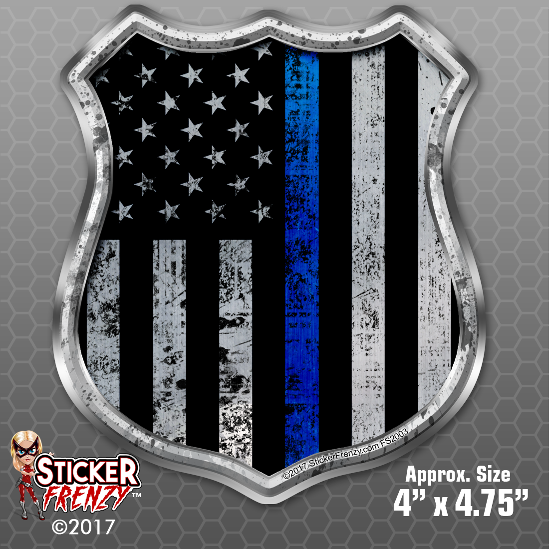 Thin Blue Line Badge Sticker - Car Truck Window Vinyl Decal Police ...