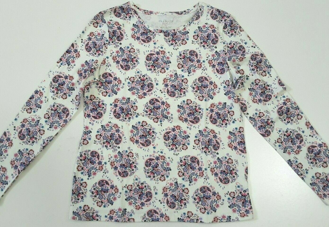 Talbots Women's Long Sleeve Printed Tee Shirt Multiple Patterns/Sizes ...