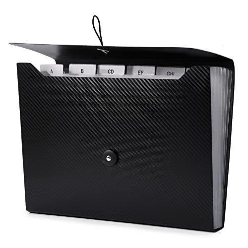 Black 7-Pocket Expanding File Folder 33x24x3.5cm A4 Letter ...