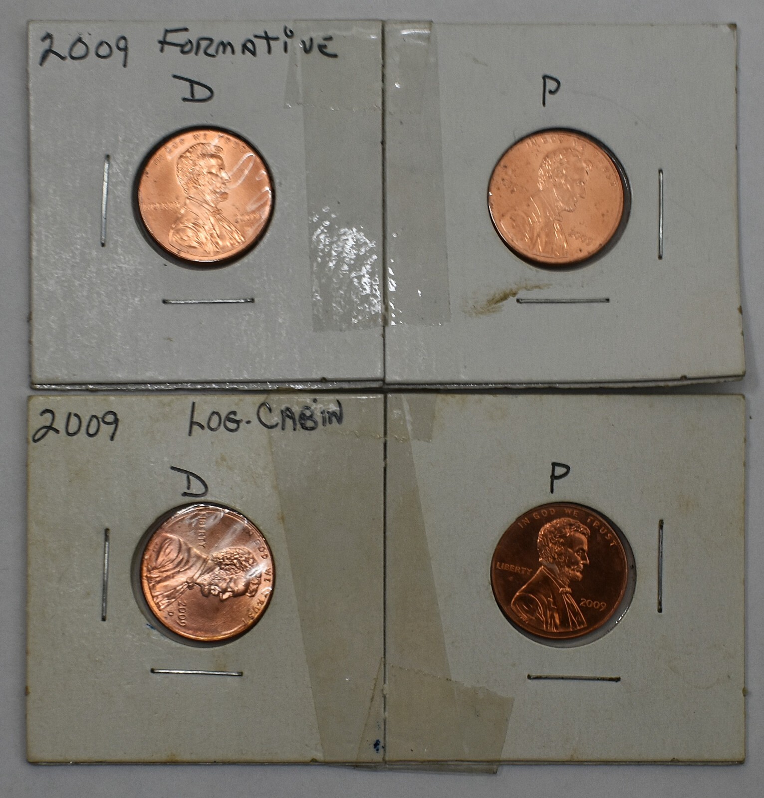 2009 P&Ds UNCIRCULATED LINCOLN PENNY 4 Coins FORMATIVE YEARS & LOG ...