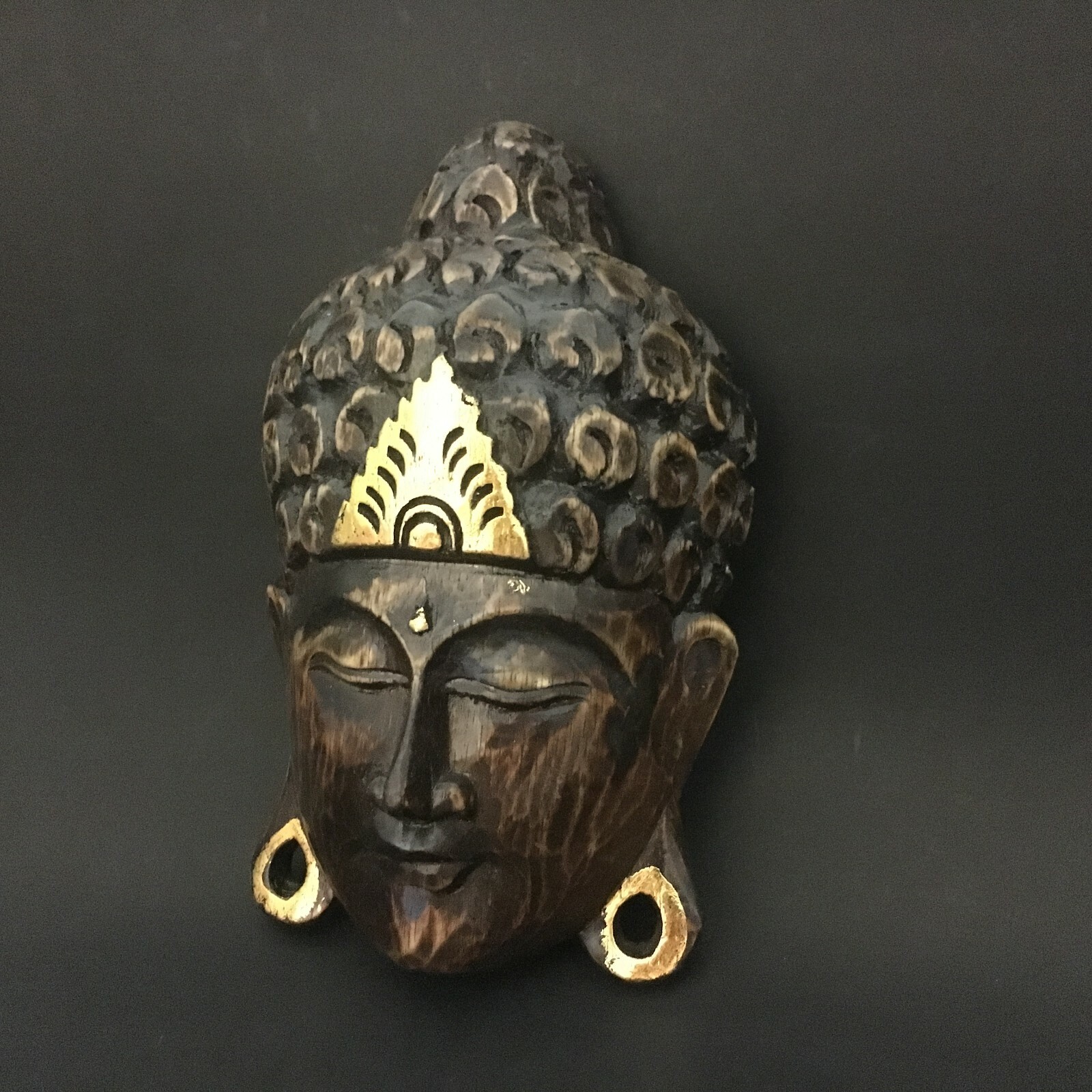 Buddha Face Wooden Mask Hand Carved Art Sculpture Wall Hanging Home ...
