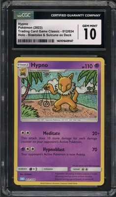 Pokemon CGC 10 Gem Mint TCG Classic Collection Holo Hypno CLB 012/034 ...