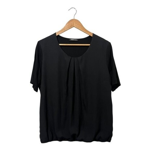Frank Walder Blouse Top Plus Size 16 Black Elastic Hem Career Office ...