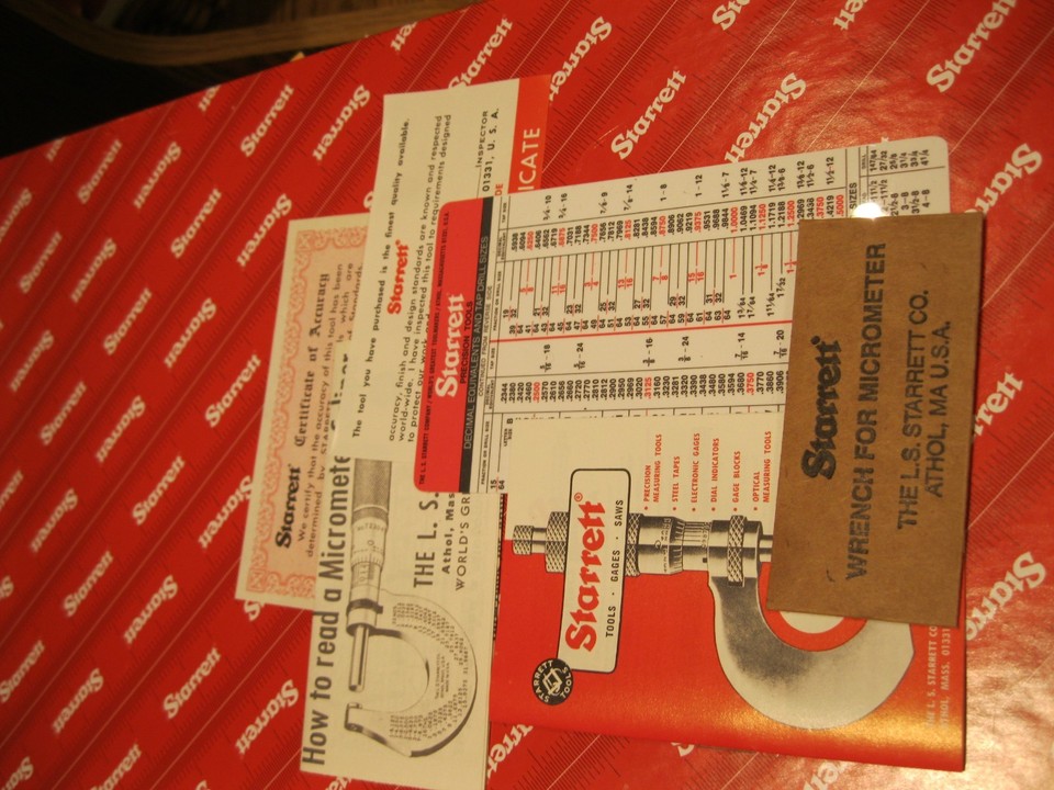 Starrett 436RL-8 Outside Micrometer W/Case 7-8" .001" Grad. Machinist ...