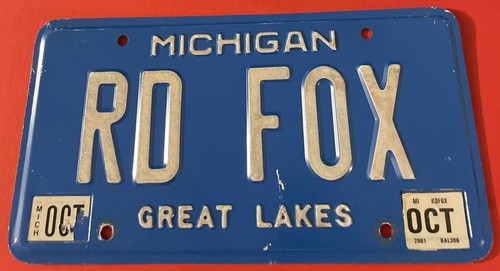 RD FOX Vanity License Plate Michigan Red Fox Road Fox Trapper Hunter ...