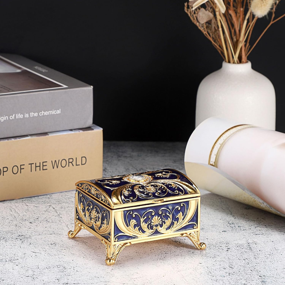 Treasure Chest Jewelry Box Small Enamel Jewelry Box Hand Painted ...