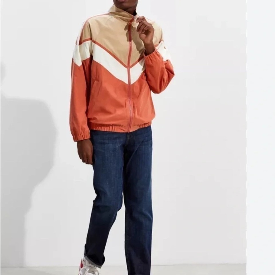 Urban Outfitters Sz L Vintage Color block Wind breaker Jacket Cool ...