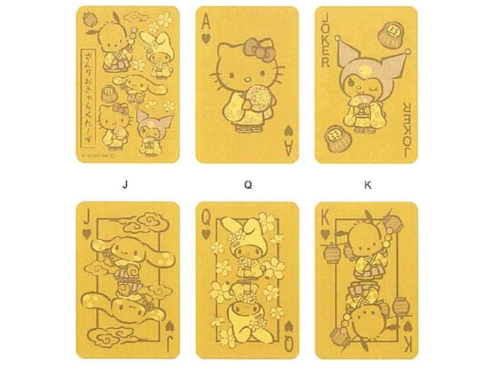 Sanrio Characters Gold Playing Cards , Hello Kitty, My Melody ...