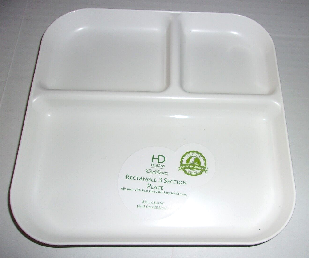 HD Designs Outdoors 3 Section Plastic Rectangle plates 8"x8" Dish Micro ...
