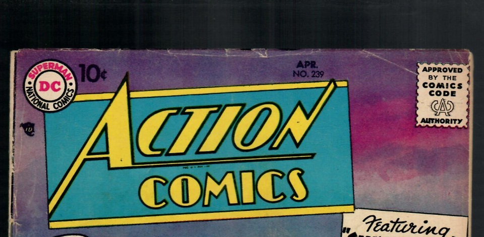 Action Comics # 239 (3.5) 4/1958 D.C. 10c Silver-Age Superman Face ...