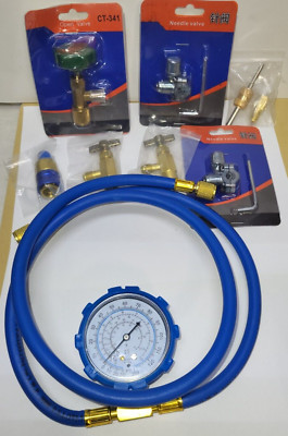 A/C R134A Refrigerator Freon Recharge Kit with Bullet Piercing Valves ...