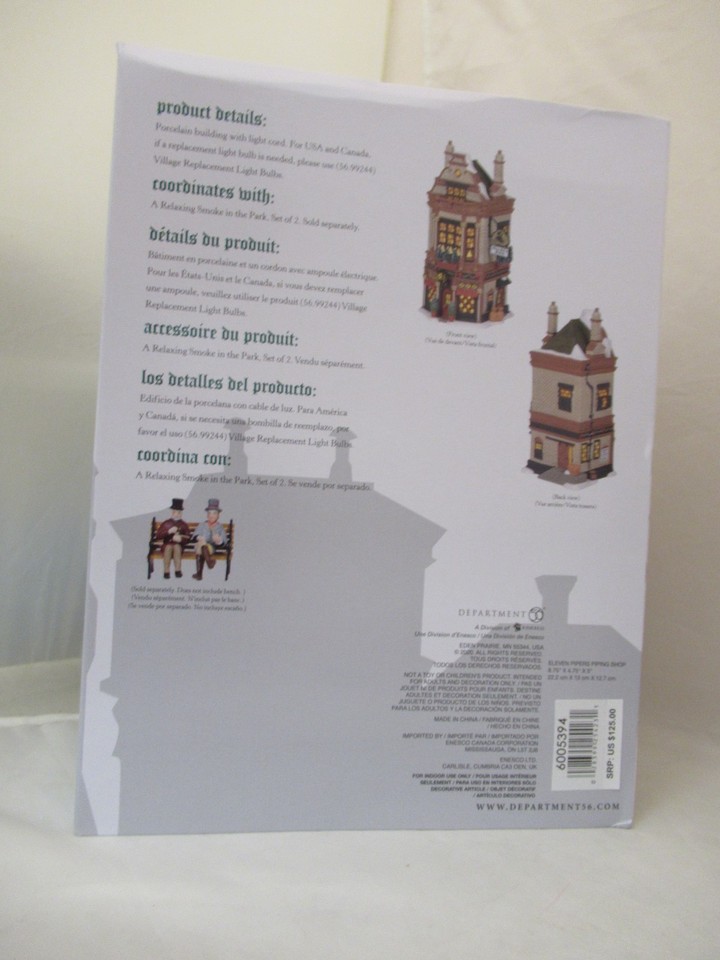 2020 Dept 56 Dickens' TWELFTH NIGHT ELEVEN PIPERS PIPING SHOP #6005394 ...