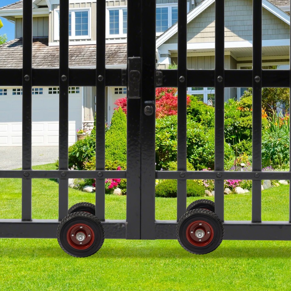 8 Inch Double-U Heavy-Duty Bolts Gate Roller Rubber Wheel Gate Rollers ...