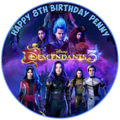 1 x Descendants 3 Edible Cake Topper Rice Wafer Paper Disney Birthday ...