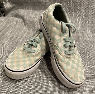 Girls VANS Mint Checkerboard Glitter Lace Up Shoes US Misey Size 13 | eBay