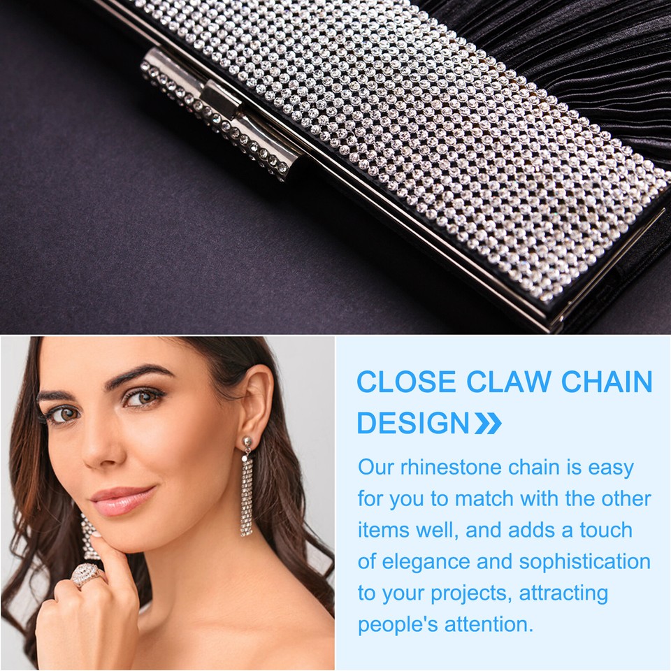 11 Yards Crystal Rhinestone Chain, 4mm Close Claw Chain Trim Crystal ...