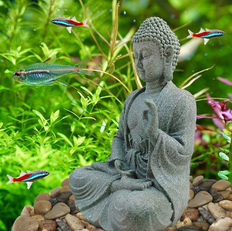 Meditating Buddha Statue Natural Sandstone Buda Sculptures For Fish ...