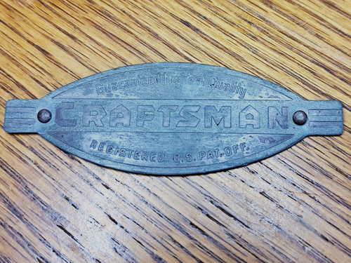 Craftsman Tool Box metal Logo Tag Badge Emblem old vintage original USA ...