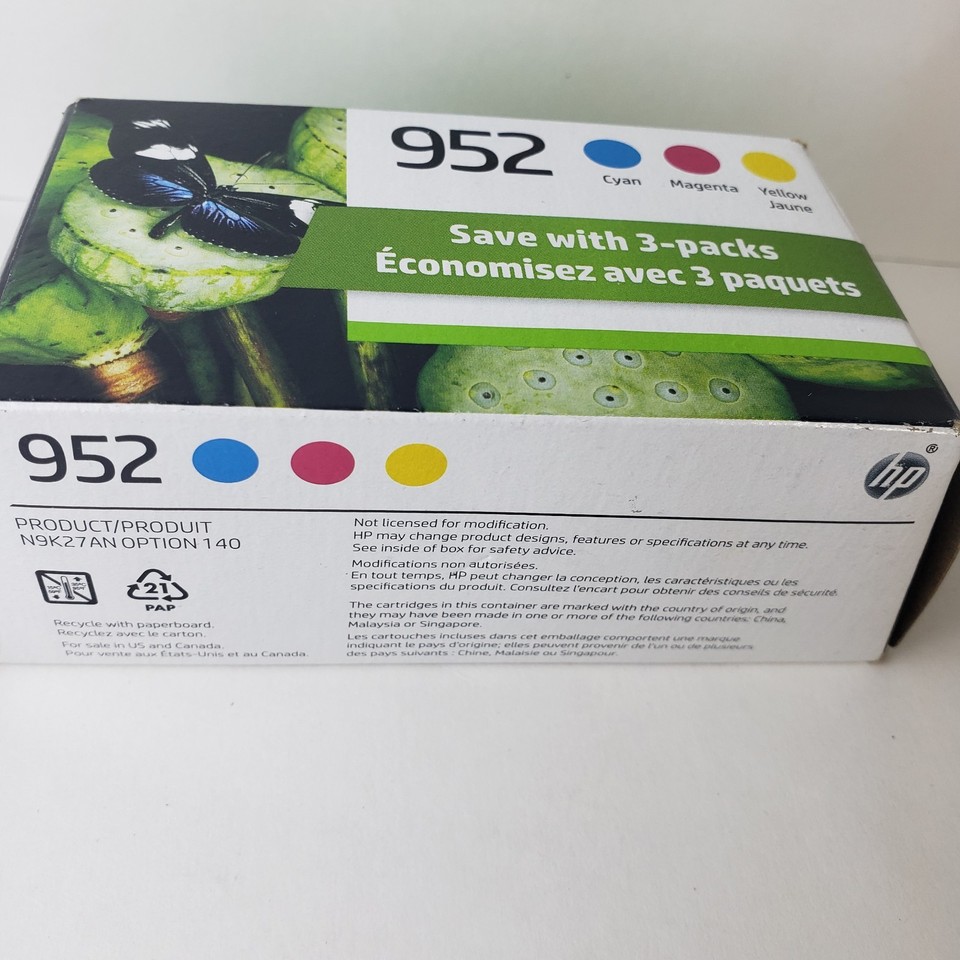 HP 952 Tri-Color (Cyan Magenta Yellow) Ink Cartridges Exp: 05/2025 New ...