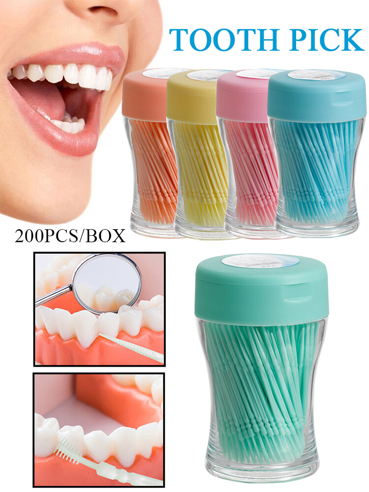 200 PCS PACK PLASTIC TOOTHPICKS Dental Tooth Pick Oral Care Hygiene ...