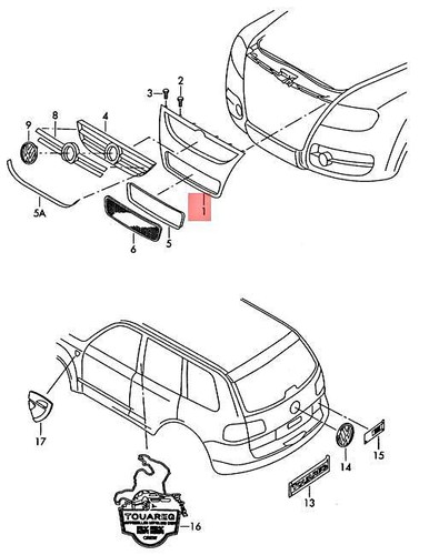 Genuine VW Touareg 7L6 Radiator Grille Aluminium 7L6853651L3Q7 | eBay