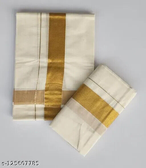 Indian Traditional Ethnic KASAV SET MUNDU KERALA TRADITIONAL WEAR 2 X2 ...