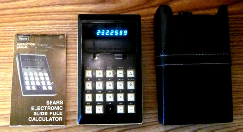 Vintage Sears Electronic Slide Rule Calculator w/Case + Manual. Working ...
