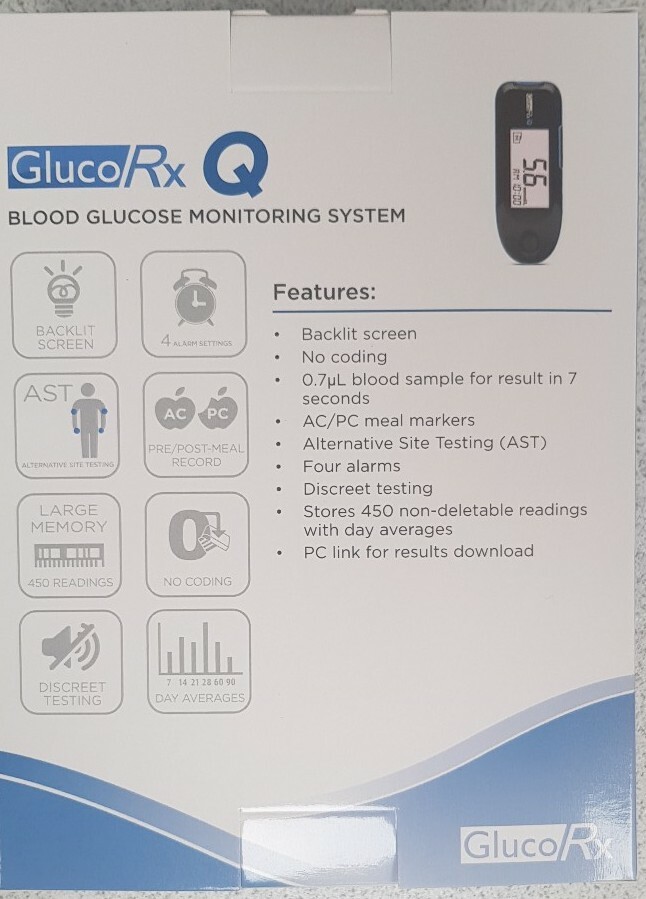 GlucoRx Q Diabetes Monitoring System Glucose Meter New In Box & Free ...