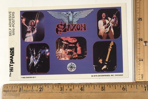 Vintage 1982 Saxon Rock Band Mini Poster Sticker Decal Bi-Rite Hit ...