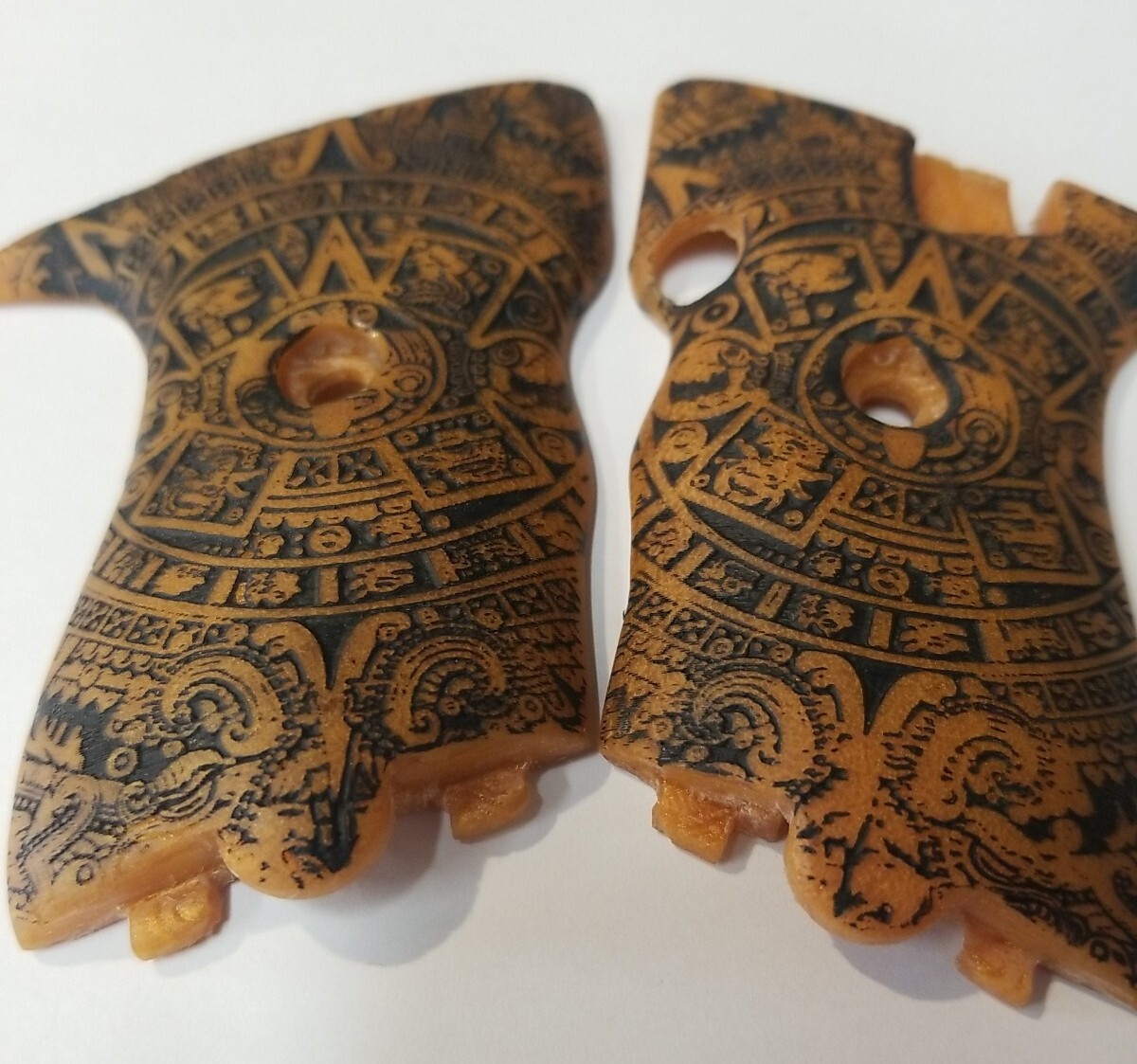 Hi Point C9 CF380 pistol grips engraved aztec calendar on gold plastic ...