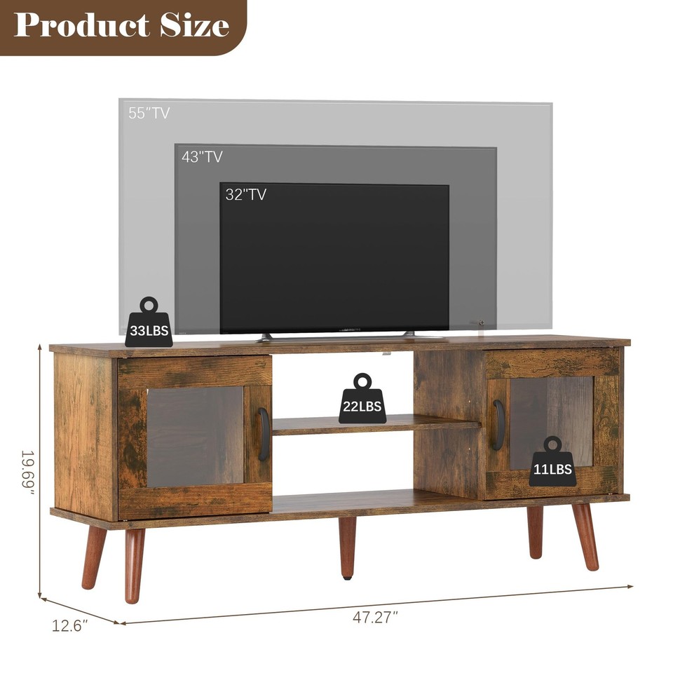 Wood TV Stands for Living Room, Modern Mid Century Entertainment Center ...