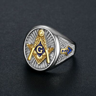 Vintage Masonic Symbol AG Ring Stainless Steel Men's Freemason Biker ...